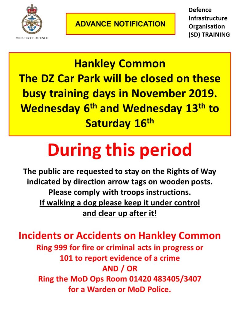 Hankley Common Car Park November Closure Dates - Elstead Village